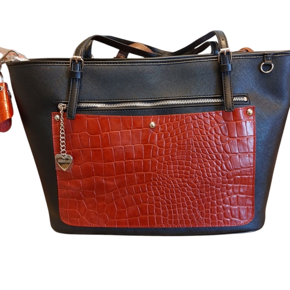 Aurielle | Bags | Aurielle Black And Red Womens Tote Bag Leather And ...